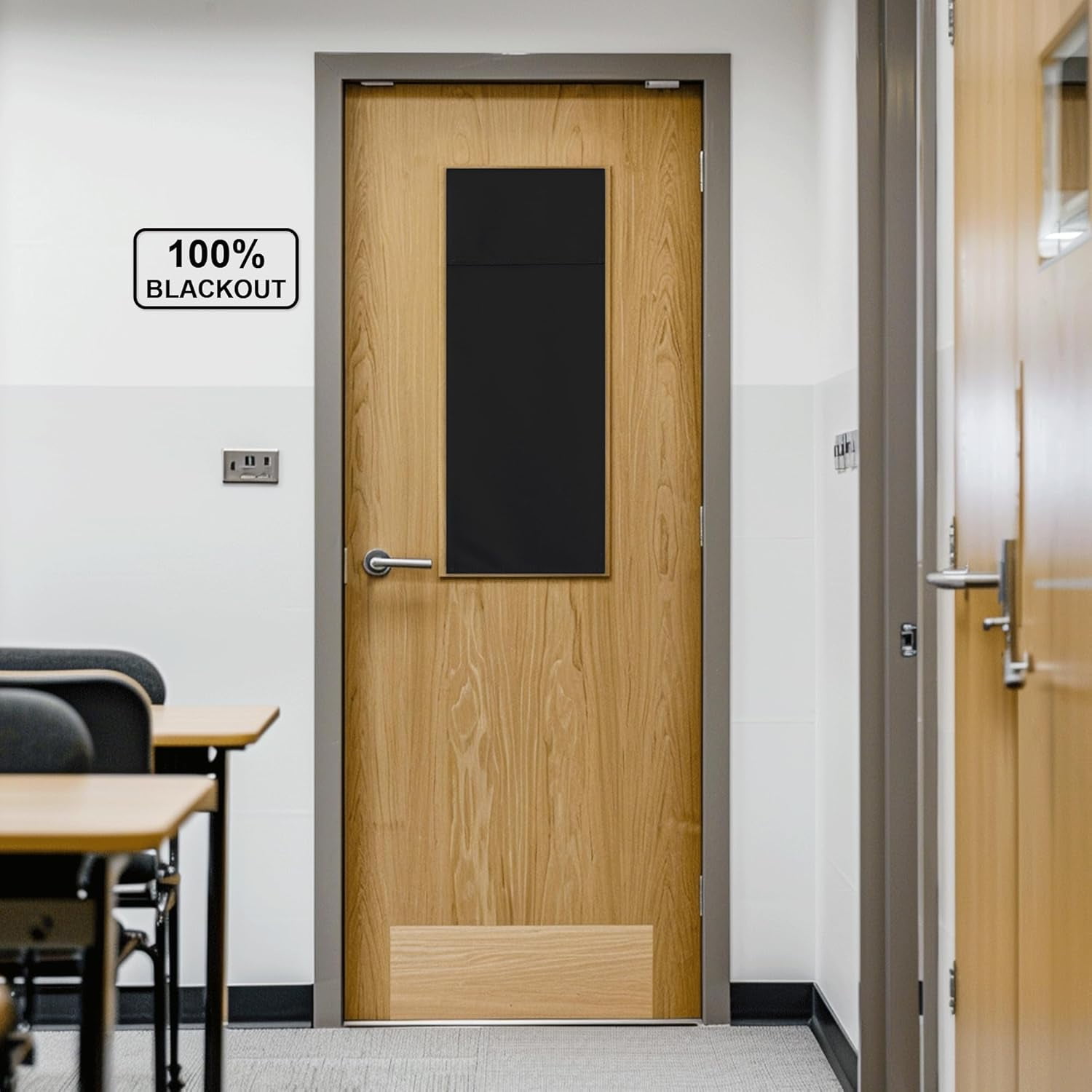 FUGee-100% Blackout Classroom Door Window Curtain for Privacy, Lockdown ...