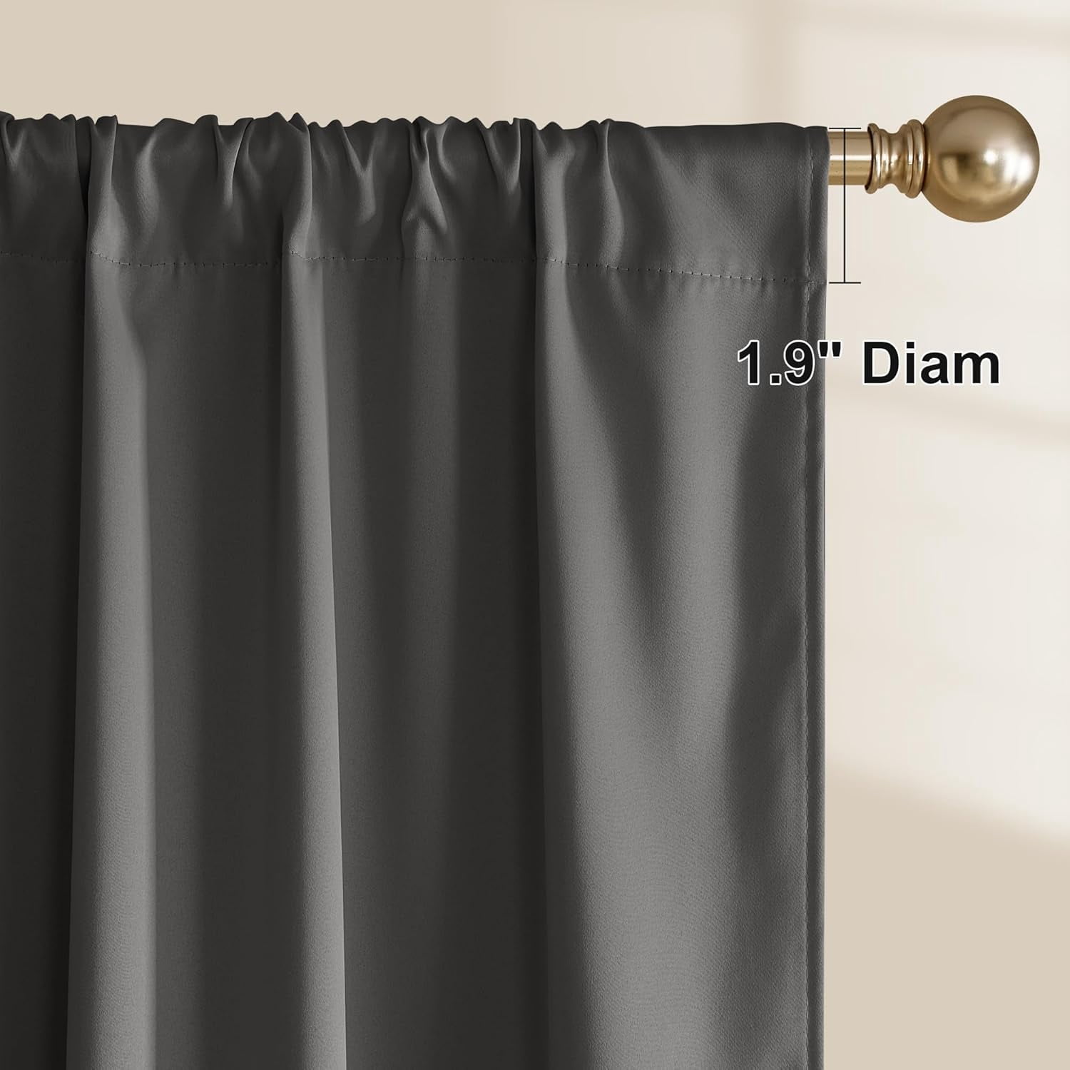 FUGee-100% Blackout Curtains 48 inch Long for Kitchen, Rod Pocket Cafe ...