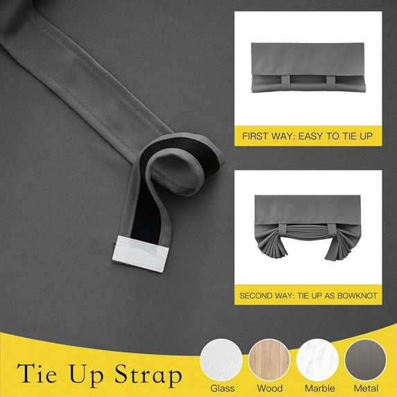 FUGee-100% Blackout French Door Curtains, Privacy Thermal Insulated Tie ...