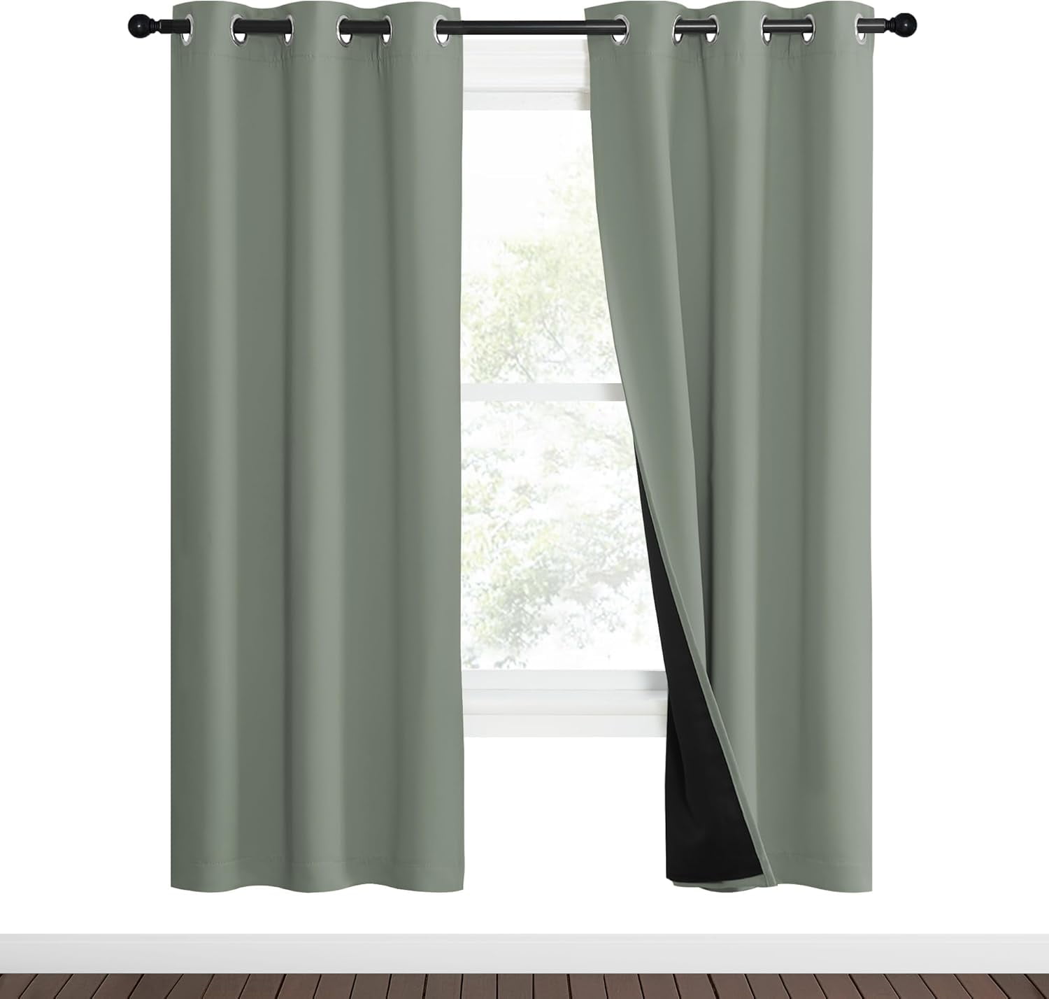 FUGee-100% Blackout Window Curtain Panels, Heat and Full Light Blocking ...