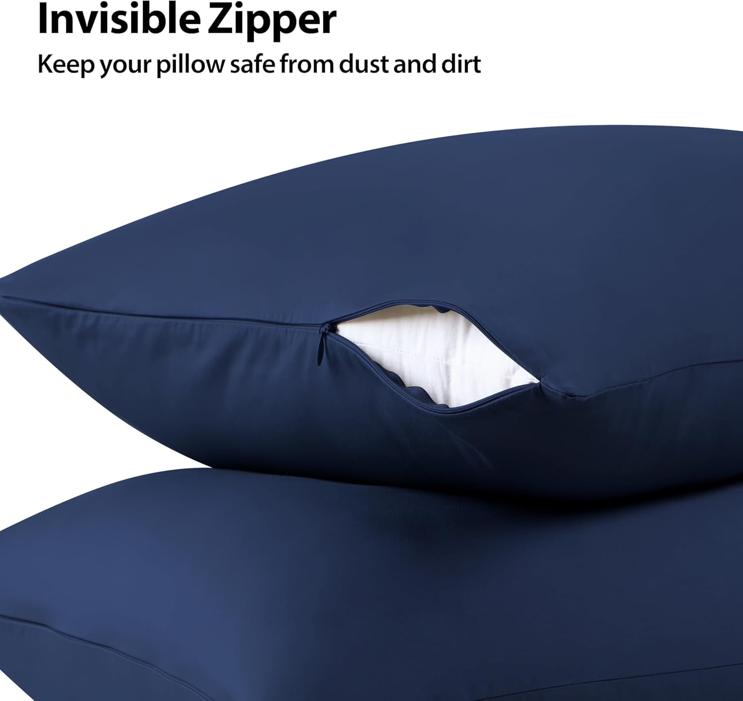 FUGee-100% Cotton Soft Body Pillow Protectors with Invisible Zipper ...