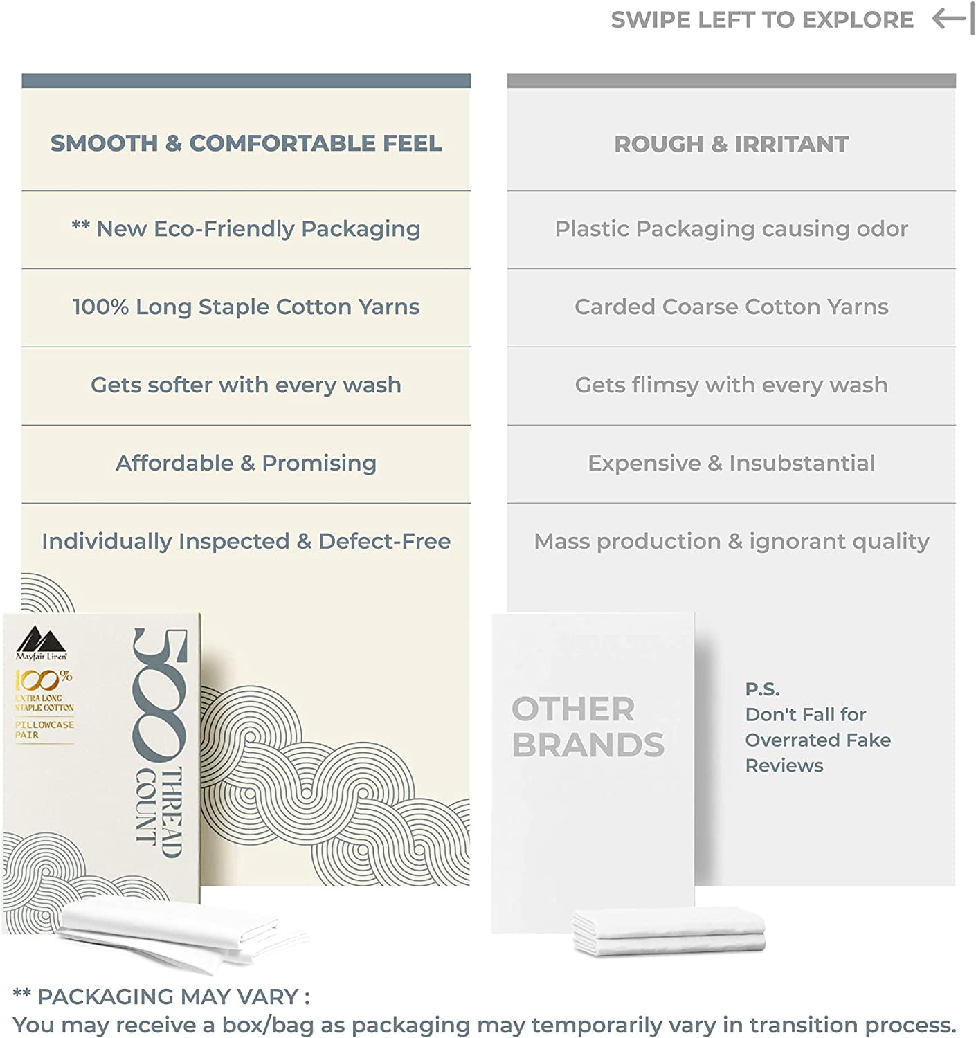 FUGee-100% Egyptian Cotton Queen Size Pillow Cases Set of 4 - Luxury ...