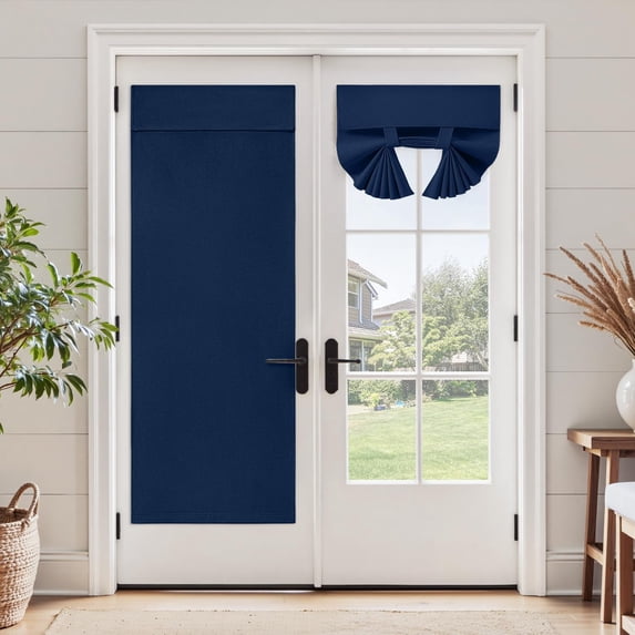 FUGee-100% Linen Blackout French Door Curtains, Privacy Small Door ...