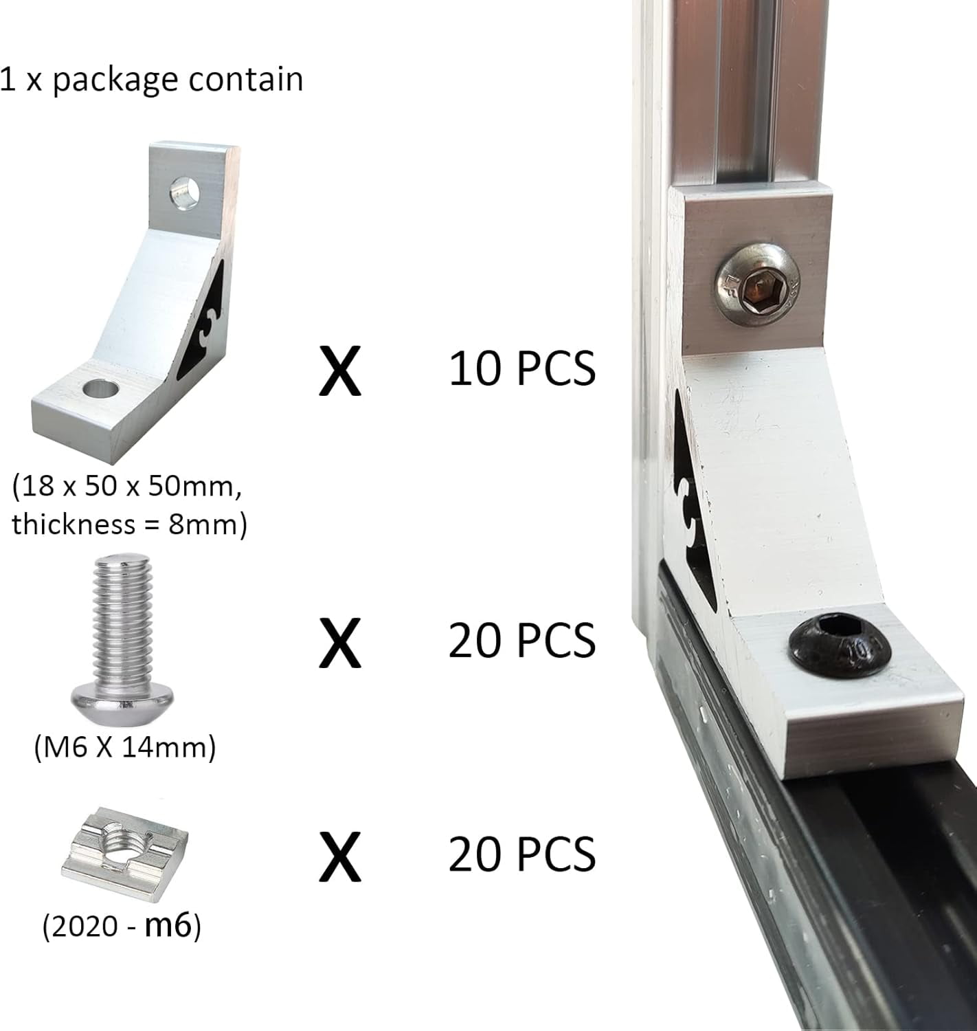FUGee-10Sets Heavy Duty 2020 Aluminum Extrusion Corner Brackets 20 ...