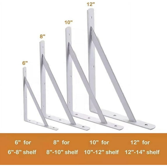 FUGee-12 Inch Shelf Brackets, 8 Pack Heavy Duty L Brackets for Shelves ...