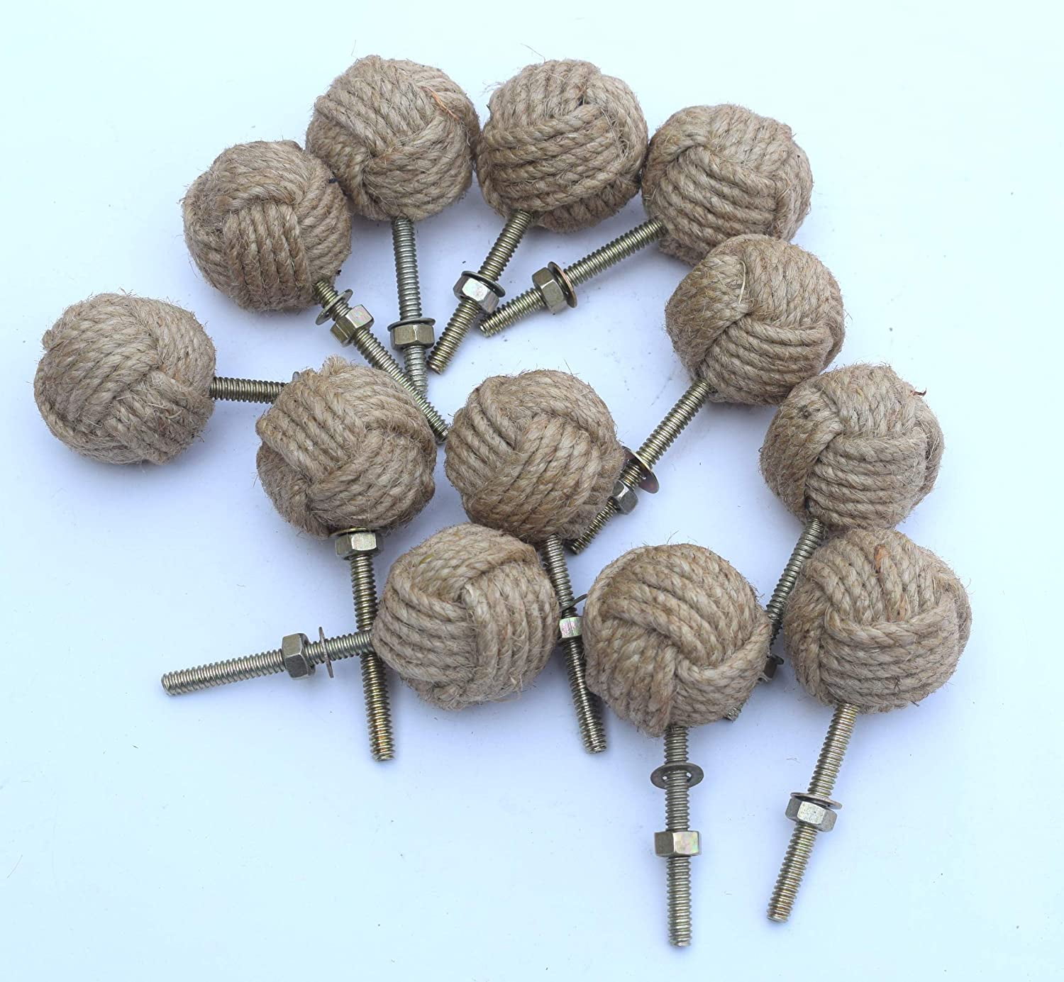 FUGee-12 Knotty Door knobs - Nautical Drawer pulls - Jute Rope Drawer ...