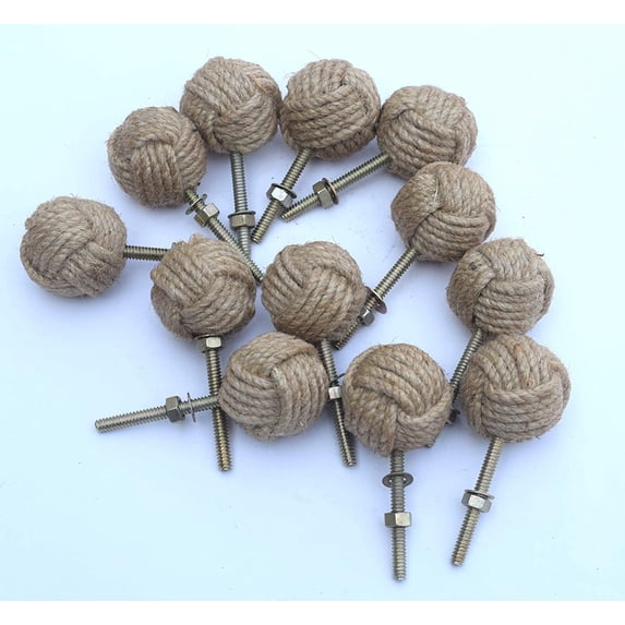 FUGee-12 Knotty Door knobs - Nautical Drawer pulls - Jute Rope Drawer ...