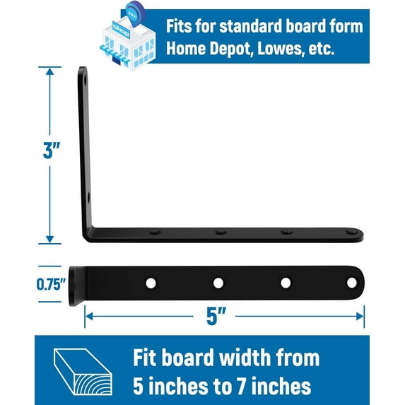 FUGee-12 Pack Corner Brace, 5 x 3 Inch Black Shelf Bracket, Heavy Duty ...
