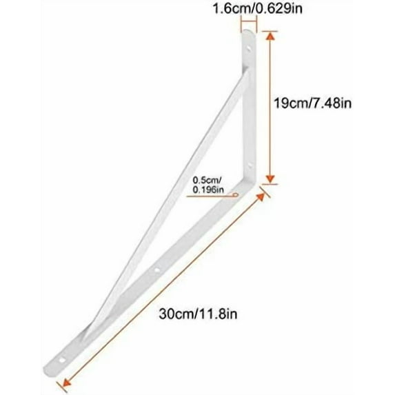 FUGee-12 Pack White Steel Shelf Brackets 12x8inch - Heavy Duty L ...