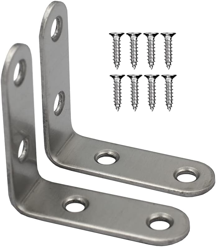 FUGee-12 pcs 2 x 2 x 0.62 inch Stainless Steel Corner Bracket, L Shaped ...