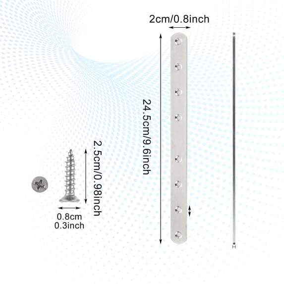 FUGee-12Pcs Silver Mending Plate, 10” Flat Straight Braces Heavy Duty ...