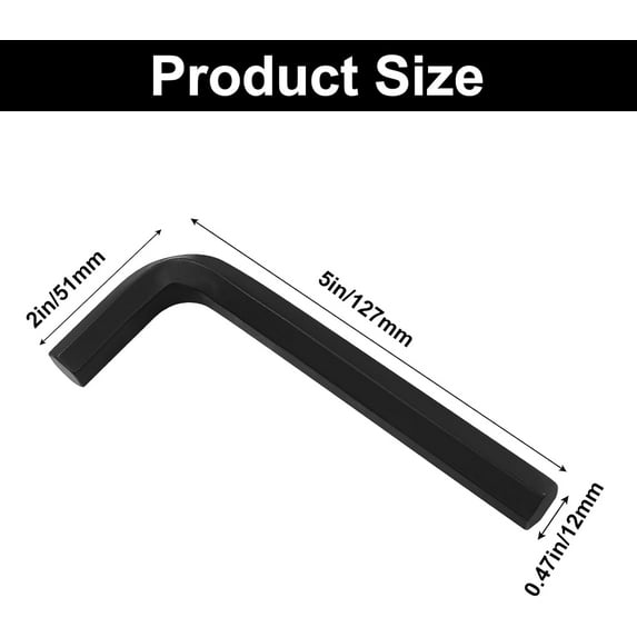 FUGee-12mm Black Hex Key Allen Wrench, Small L-Shaped Hexagon Head Allen Wrenches Metric ...