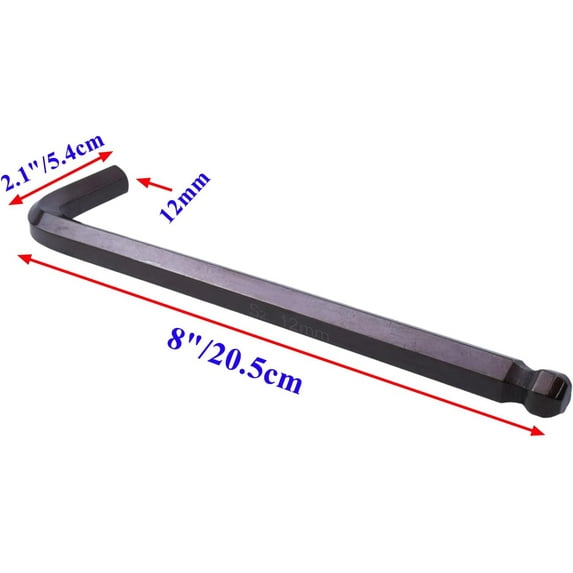 FUGee-12mm Hex Key Wrench Large 8" Length L Shaped Ball End Allen Wrench for Bike, Furniture,and ...
