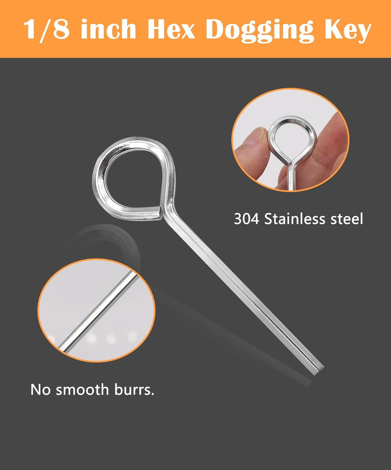 FUGee-12pcs Silver 1/8" Standard Hex Dogging Key with Full Loop, Metal ...