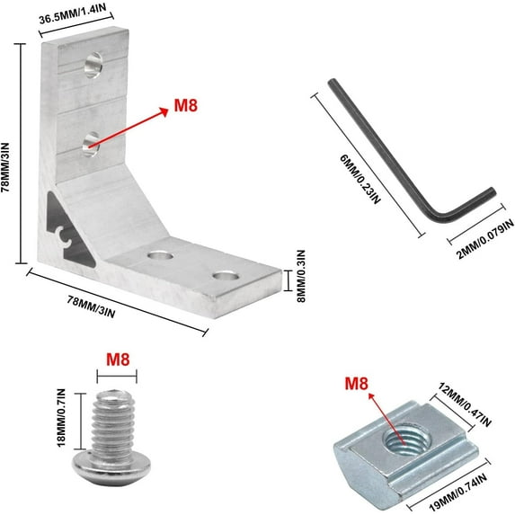 FUGee-12pcs Silver 4040 Corner Bracket Angle 4040 Extruded Aluminum ...