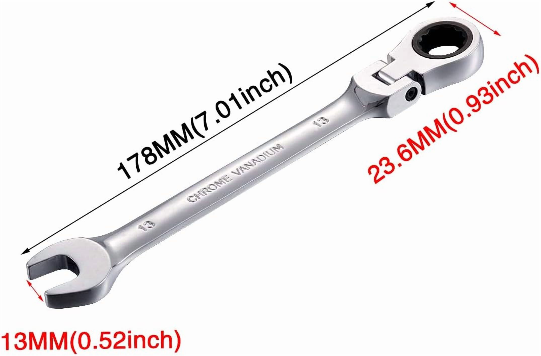 FUGee-13mm Ratcheting Wrench Set Flexible Pivoting Head Ratchet ...