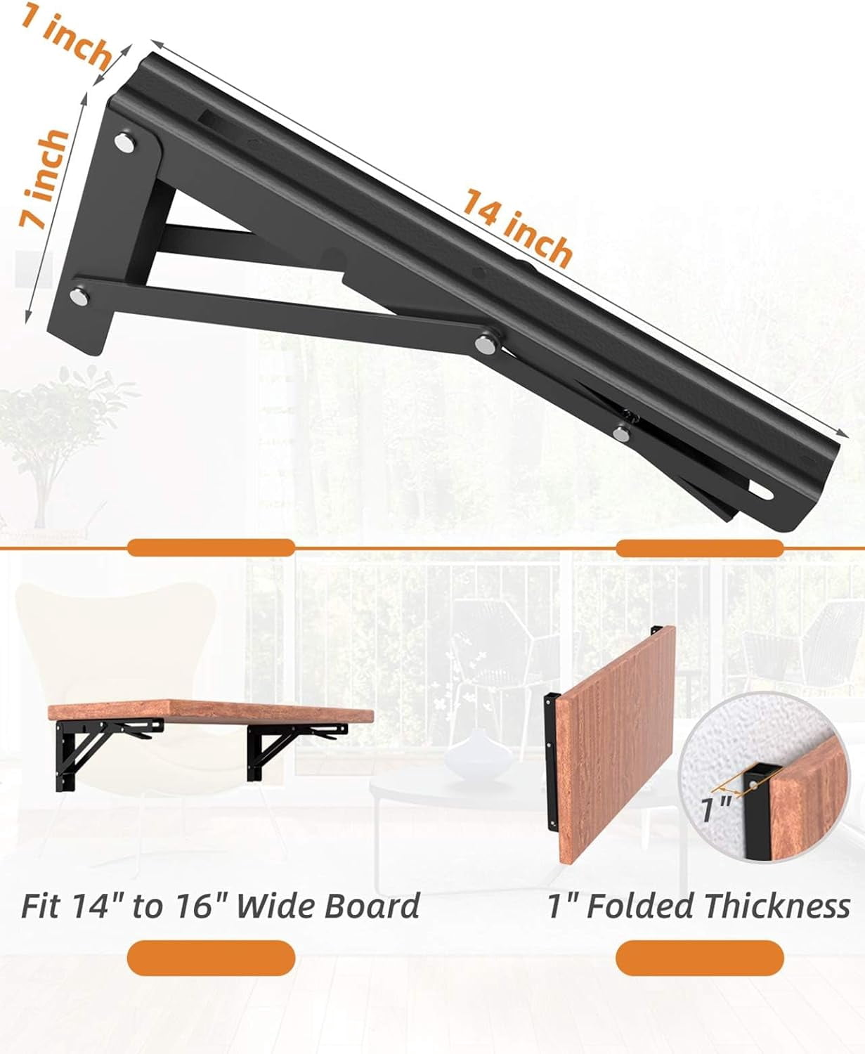 FUGee-14-Inch Foldable Brackets for DIY Folding Shelves or Tables, L ...