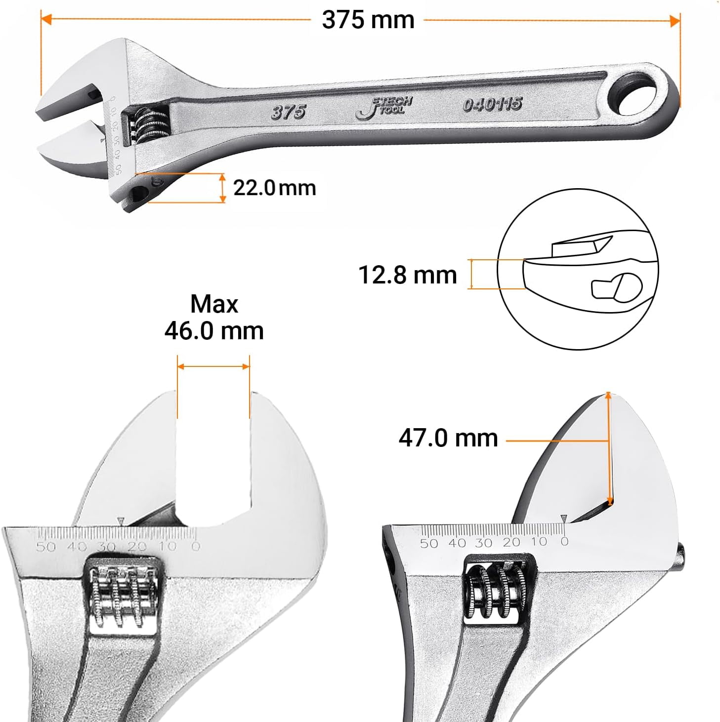FUGee-15-Inch Adjustable Wrench - Professional Heavy Duty Chrome ...