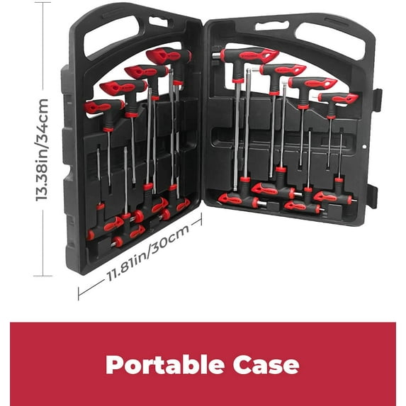 FUGee-16 Pcs Hex and Torx Wrench Set, T Handle Allen Key with Case, for ...