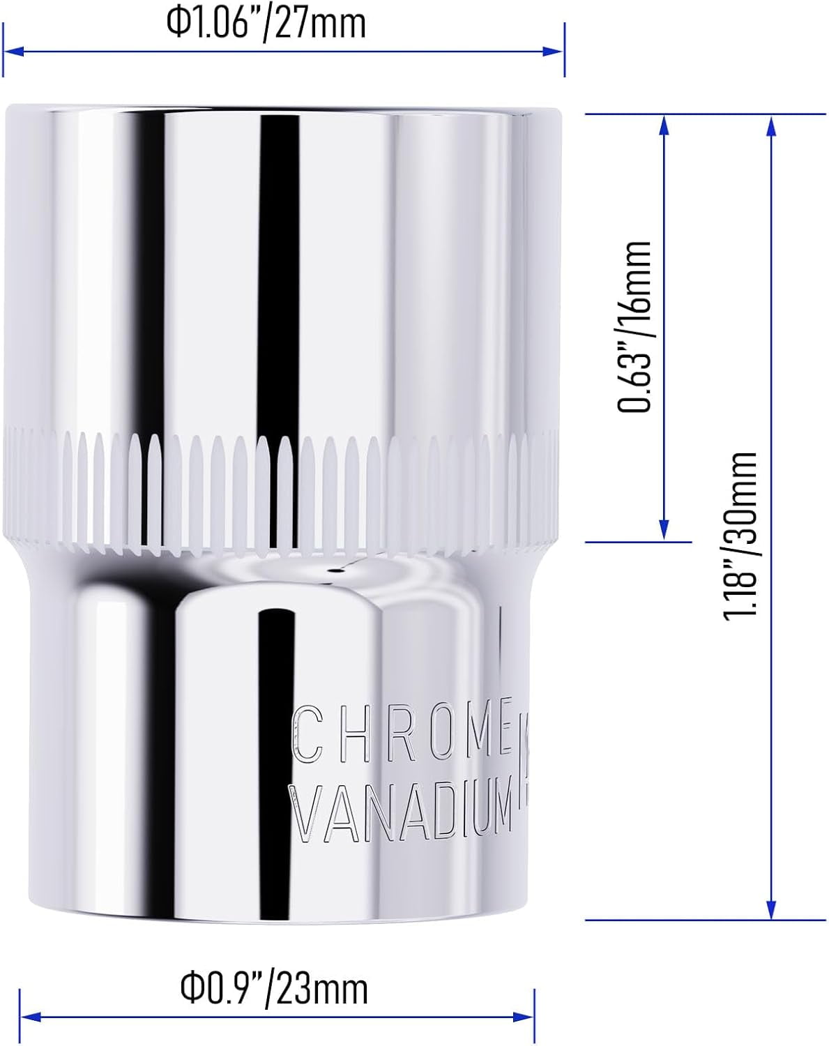 FUGee-18mm Shallow Socket, 3/8 Inch Drive, 6-Point, Metric, Heat ...