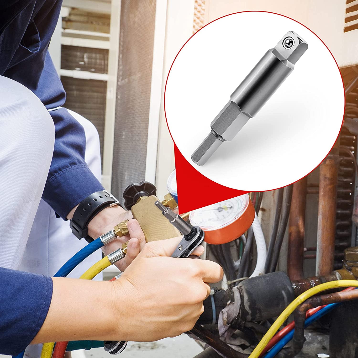 FUGee-2 Pack 3/16 to 5/16 Service Wrench Hex Key Adapter, Ratchet ...