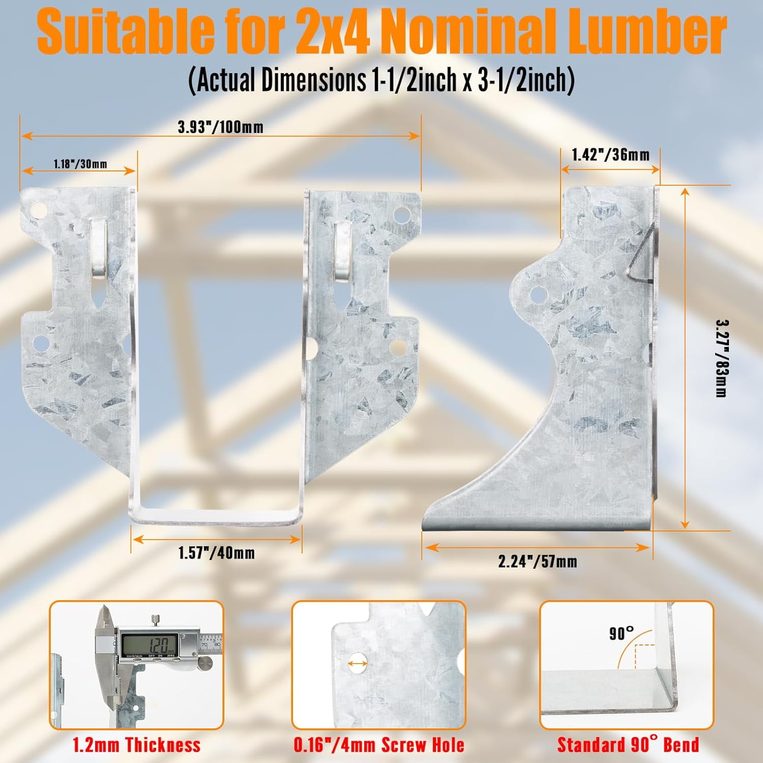 FUGee-20 Pack 2x4 Joist Hanger 18-Gauge Steel Galvanized Face Mount ...