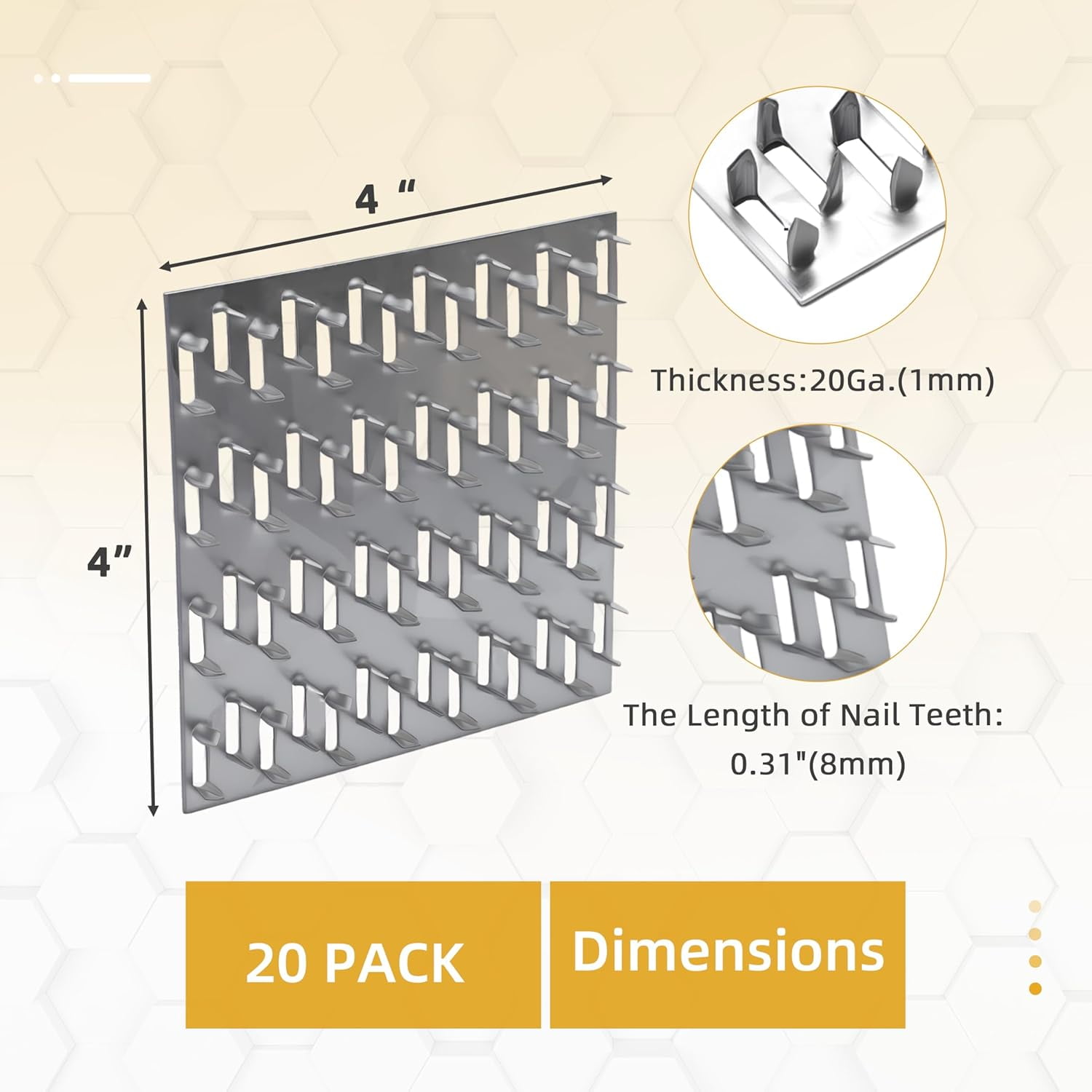 FUGee-20 Pack 4x4 inch Truss Mending Plate with 8mm Nail Teeth ...