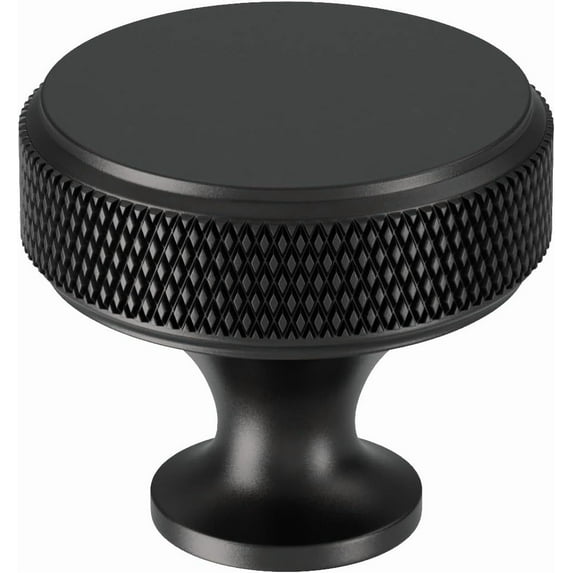 FUGee-20 Pack Knurled Matte Black Cabinet Knobs Round Kitchen Hardware ...