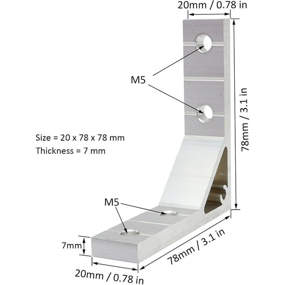 FUGee-20 Set 78x78mm 2020 Aluminum Extrusion T Slot Corner Bracket 20 ...
