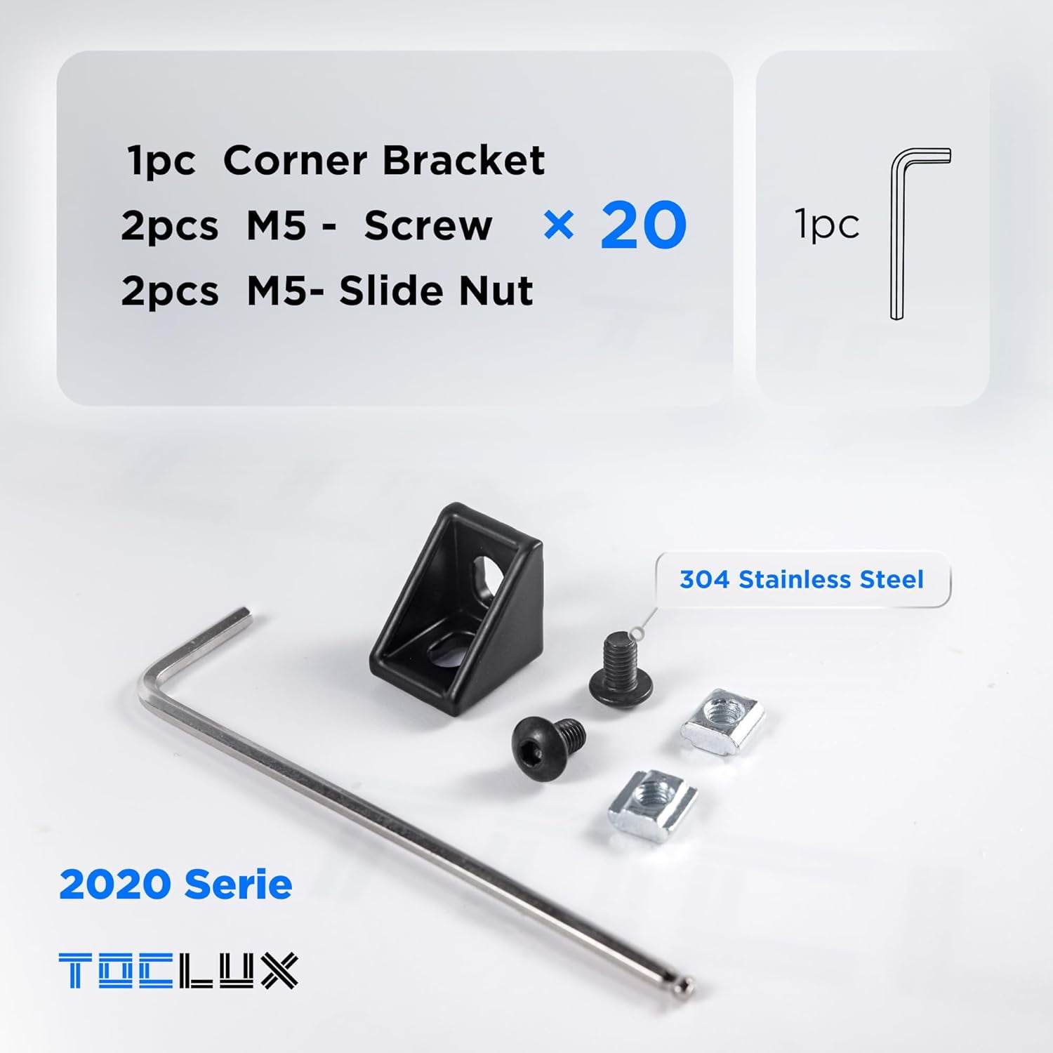 FUGee-20 Sets Black 2020 Corner Bracket Kit for 2020 & 2040 Aluminum ...