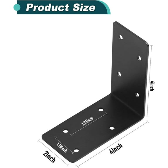 FUGee-20Pcs Corner Braces,4"x4"x2" Black L Brackets for Wood,Heavy Duty ...