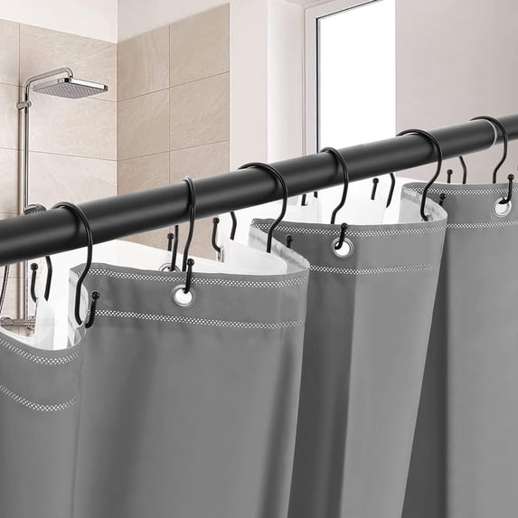 FUGee-24 Pack Double Shower Curtain Hooks Rings, Double Sided Shower ...