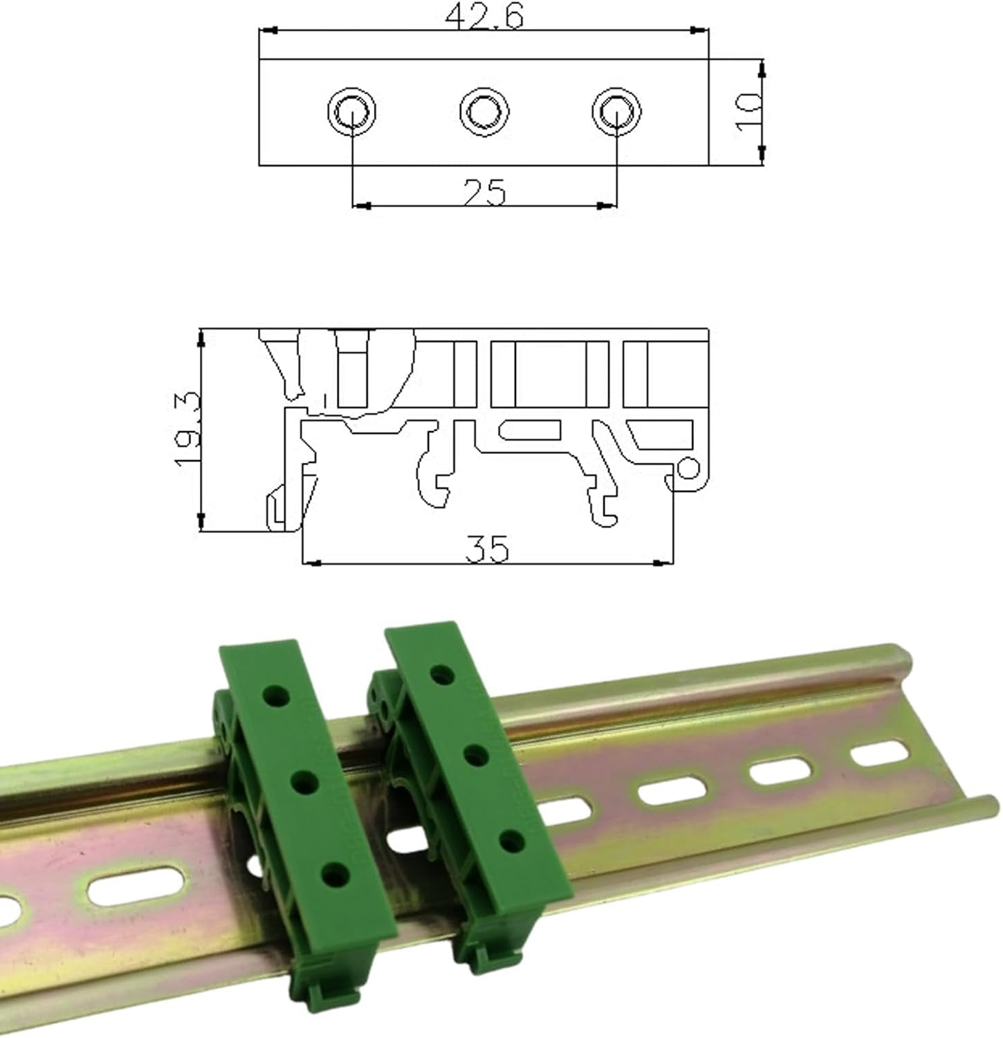FUGee-25Sets C45 DIN Rail PCB Mounting Bracket Holder Carrier Clips for ...