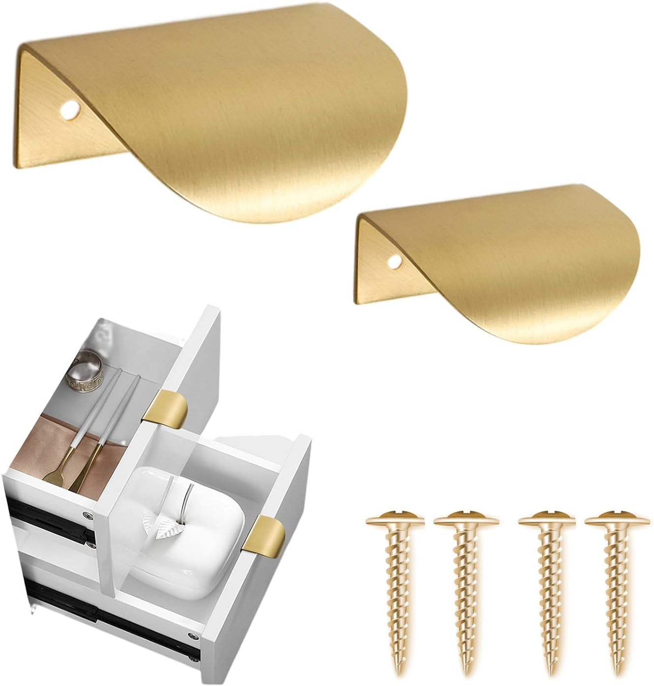 FUGee-2PCS Brass Edge Pulls, Copper Back Mount Finger Edge Pulls ...