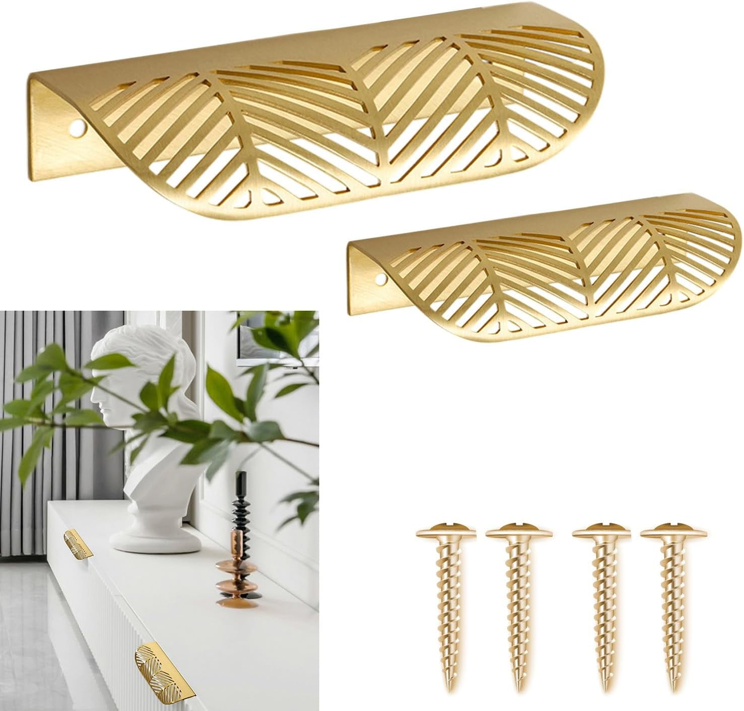 FUGee-2PCS Brass Edge Pulls, Copper Back Mount Finger Edge Pulls ...