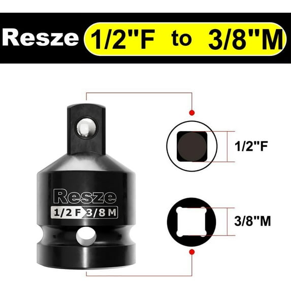 FUGee-2PCS Impact Socket Adapter and Reducer Set, 1/2"to 3/8" Drive ...
