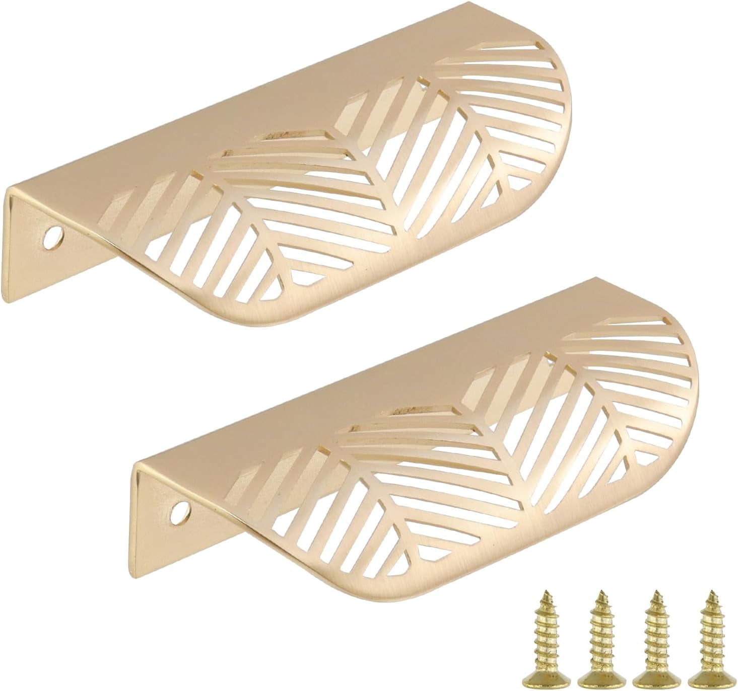 FUGee-2Pcs Cabinet Finger Pulls Leaf Shaped Curved Pulls Hollow Gold ...
