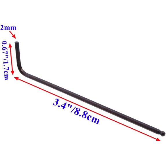 FUGee-2mm Hex Key Wrench 3.4" Length L Shaped Ball End Allen Wrench for ...