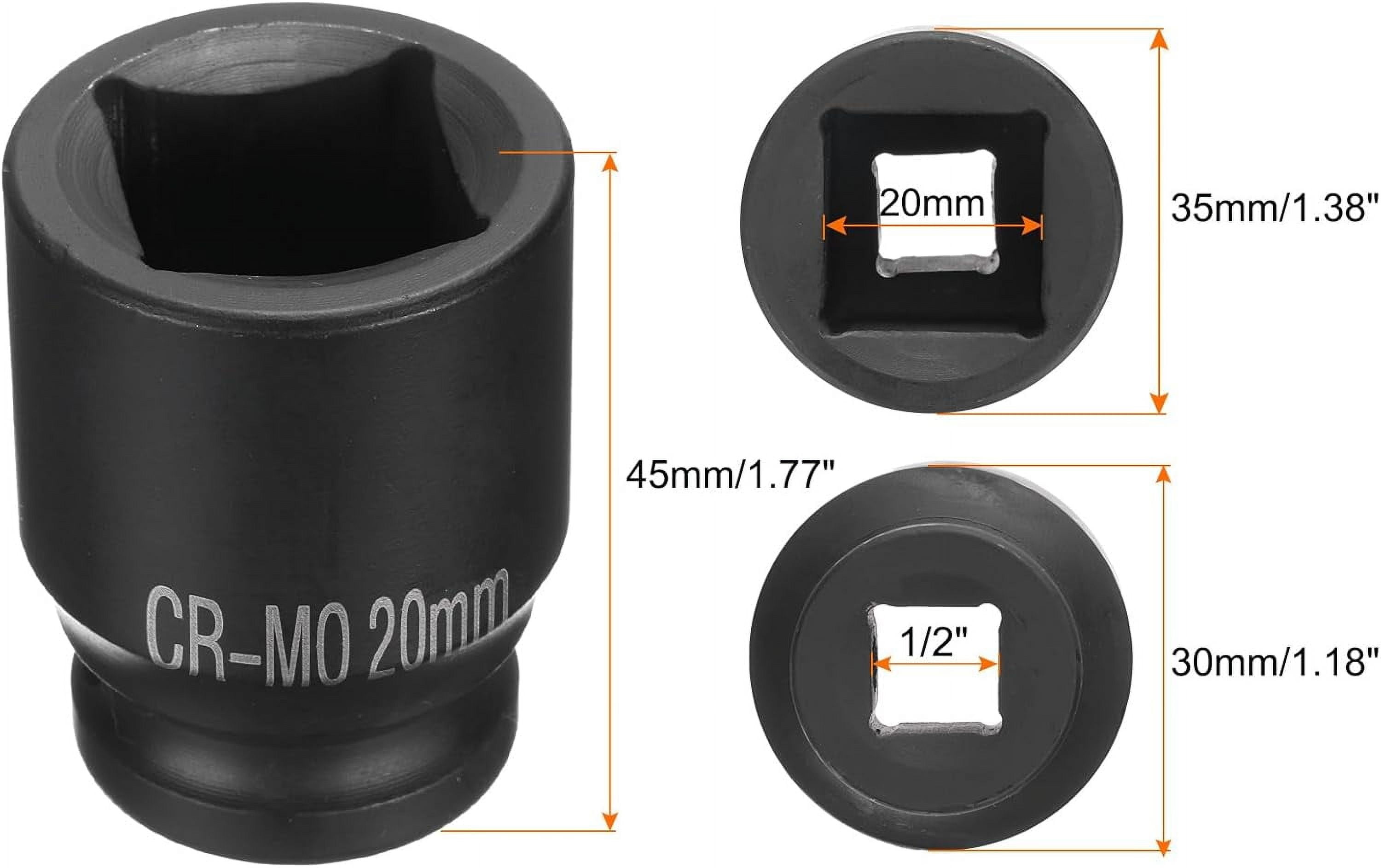 FUGee-2pcs 4 Point Square Socket 1/2" Drive 20mm Metric Square Impact ...