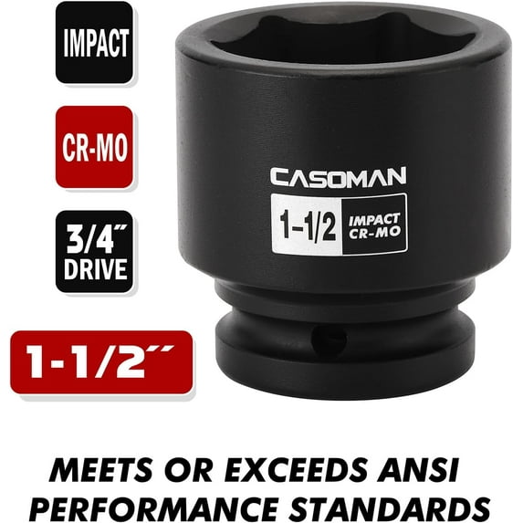 FUGee-3/4"Drive x 1-1/2" Shallow Impact Socket, Jumbo Impact Socket ...