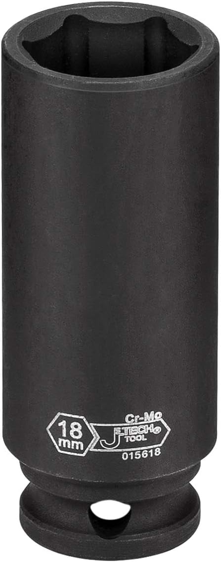 FUGee-3/8-Inch Drive 18mm Deep Impact Socket with 6-Point Design, Heat ...