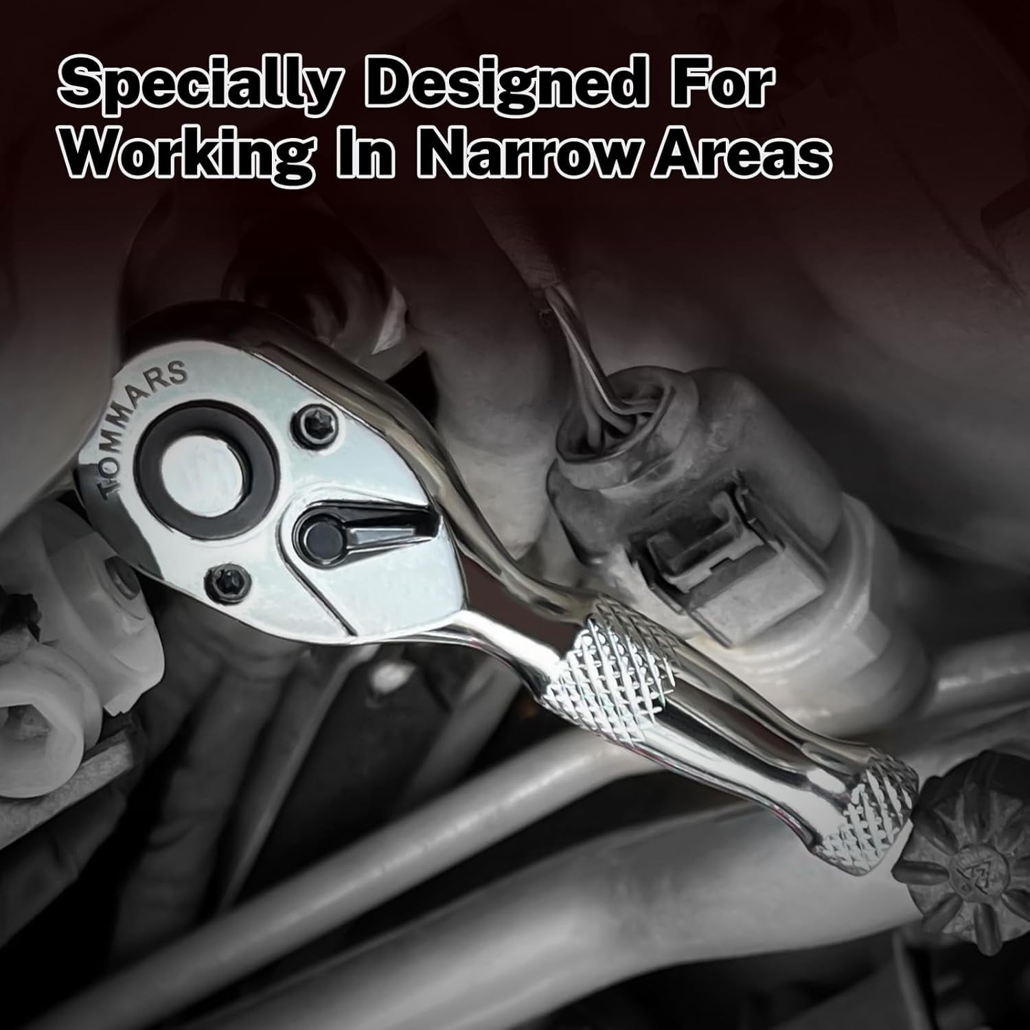 FUGee-3/8-Inch Drive Stubby Ratchet Mini Ratchet Quick-Release Head 72 ...