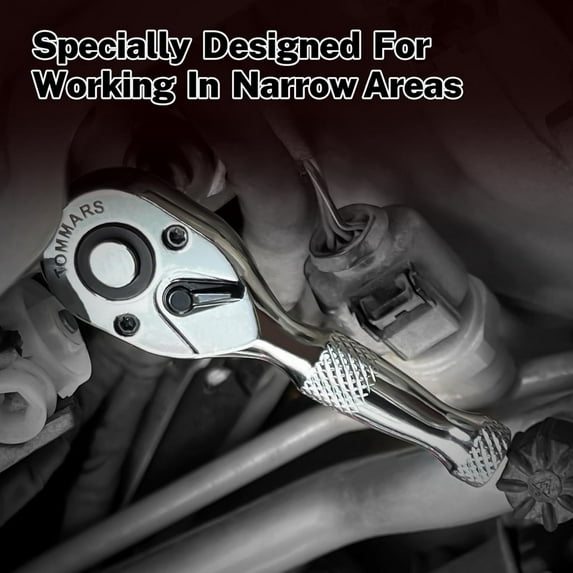 FUGee-3/8-Inch Drive Stubby Ratchet Mini Ratchet Quick-Release Head 72 ...