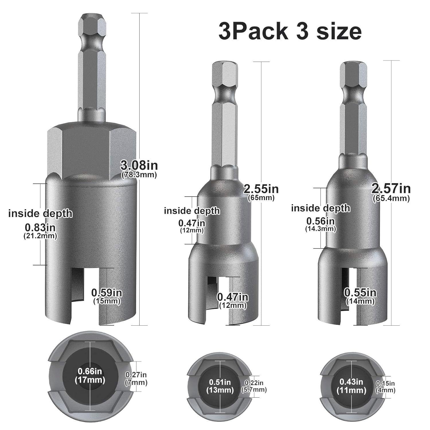 FUGee-3 Pack 1/4" Hex ShankPower Wing Nut Driver Set,Slot Wing Nuts ...