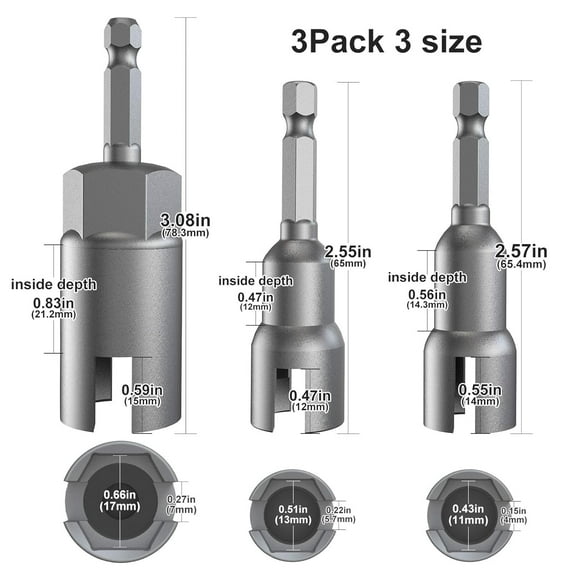FUGee-3 Pack 1/4" Hex ShankPower Wing Nut Driver Set,Slot Wing Nuts ...