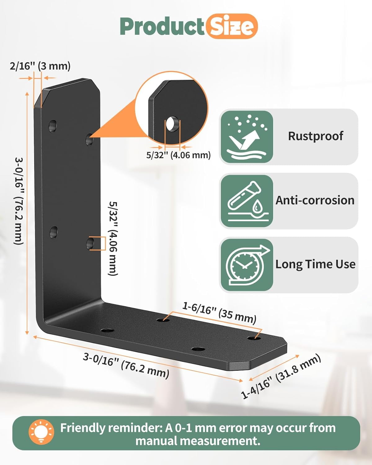 FUGee-3"x3" L Brackets, 90 Degree Angle Iron, Heavy Duty Steel Corner ...