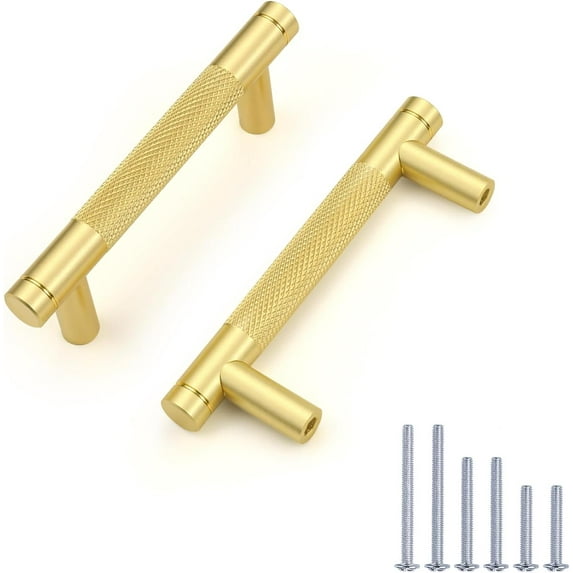 FUGee-30 Pack Kitchen Cabinet Pulls - Knurled Gold Cabinet Handles - 3 ...
