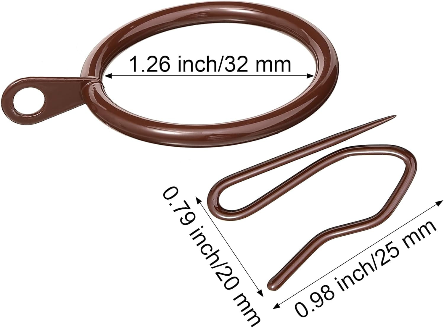 FUGee-30 Pcs Metal Drapery Curtain Rings 0.98/1.26/1.65 inch Interior ...