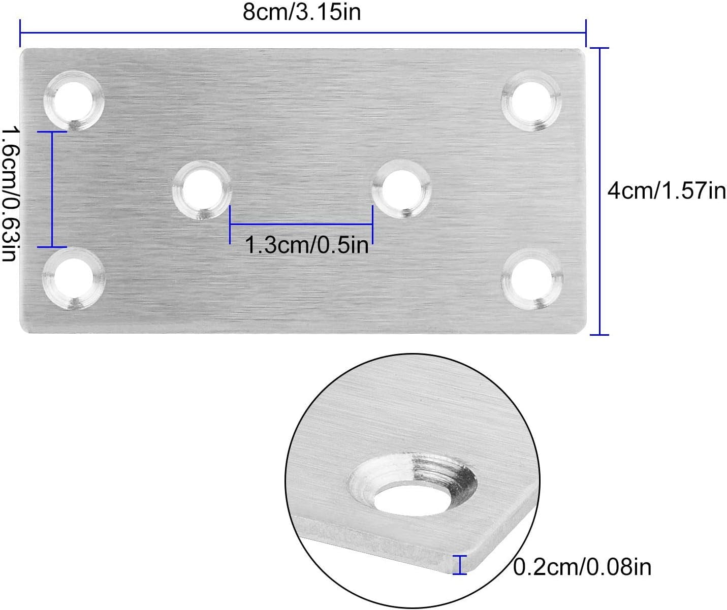 FUGee-30pcs Mending Bracket Plate, Heavy Duty Stainless Steel Straight ...