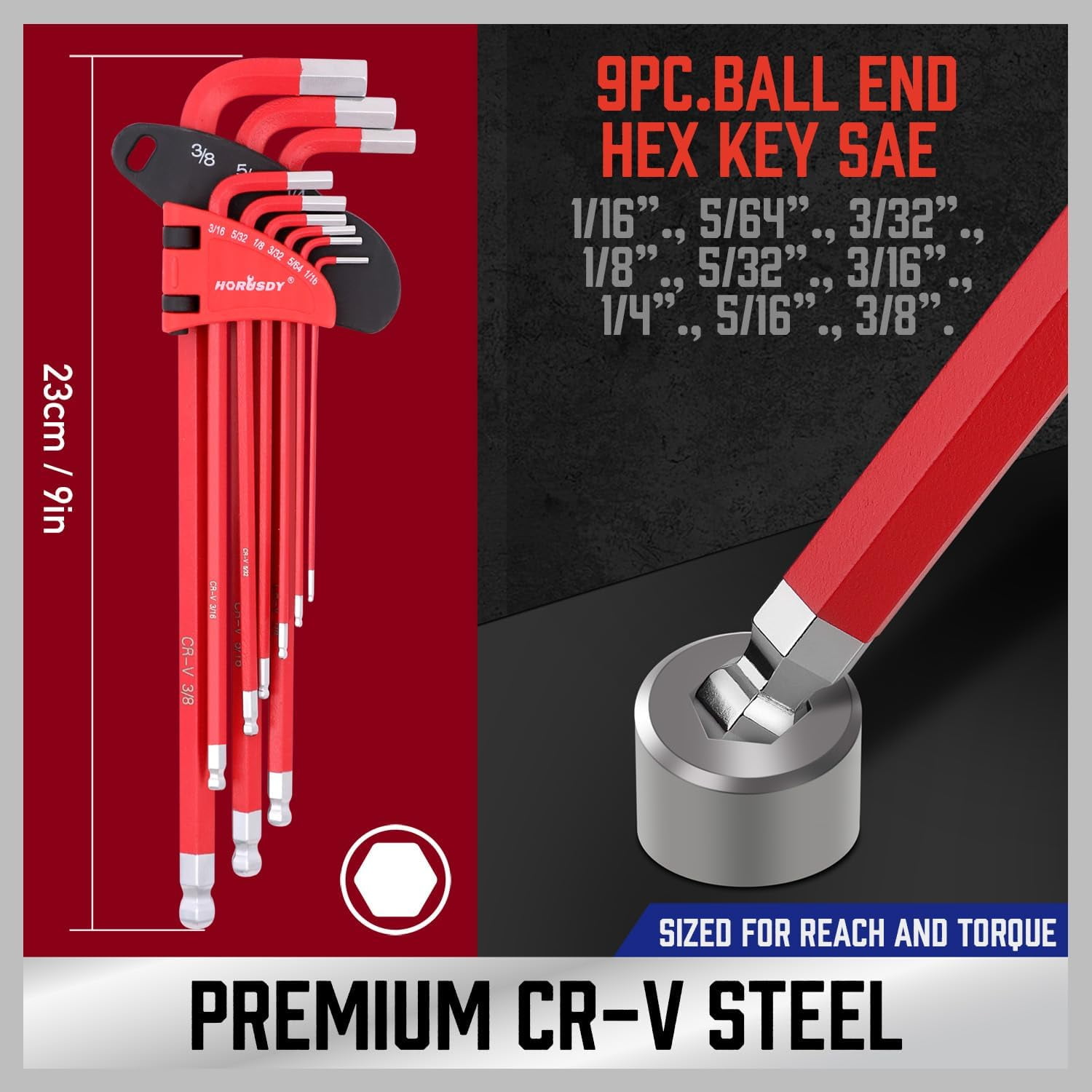 FUGee-37PCS Hex Key Allen Wrench Set, SAE & Metric Star Long Arm Ball ...